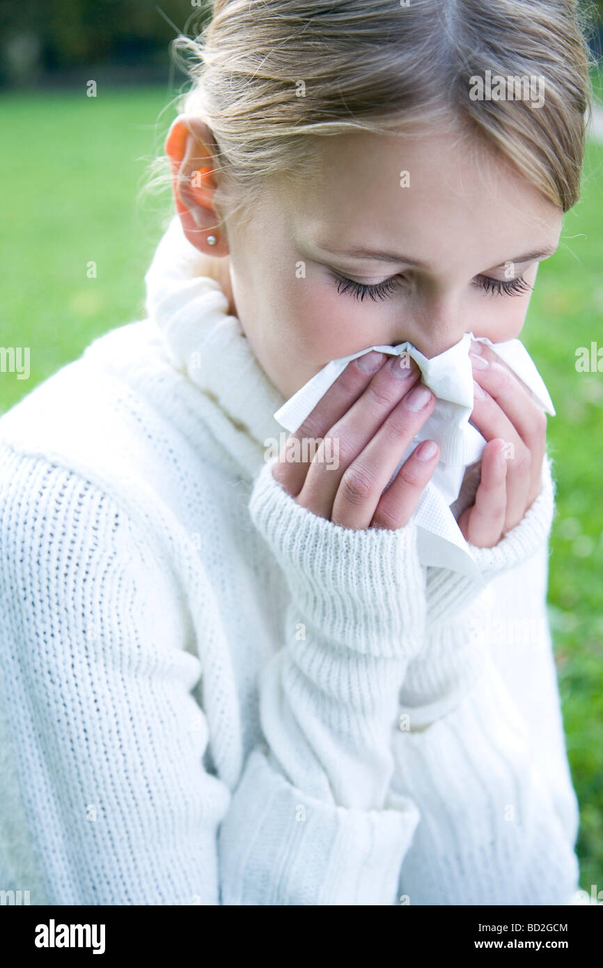 young woman with fever Stock Photo - Alamy
