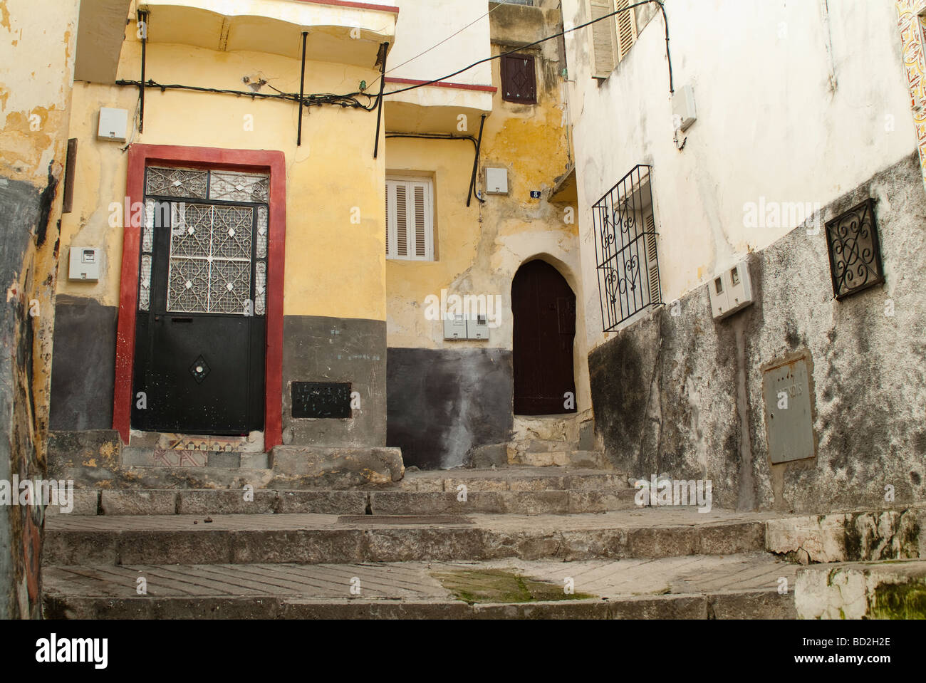 Street with steps in Tangier Morocco Stock Photo - Alamy