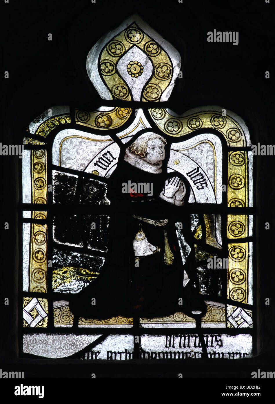 Medieval stained glass, St. Etheldreda`s Church, Horley, Oxfordshire ...