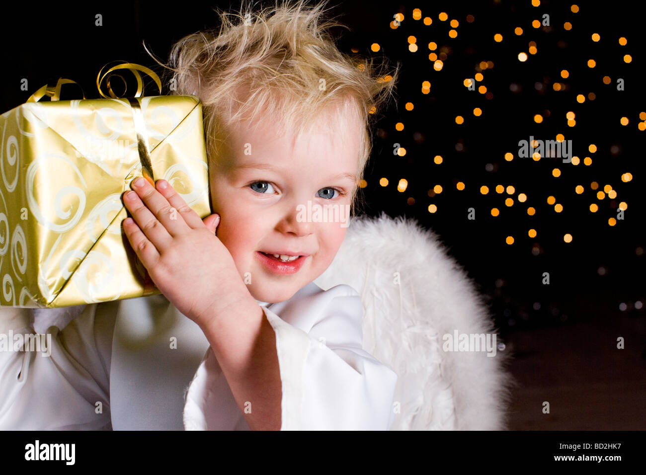 toddler boy wearing angel suit Stock Photo - Alamy