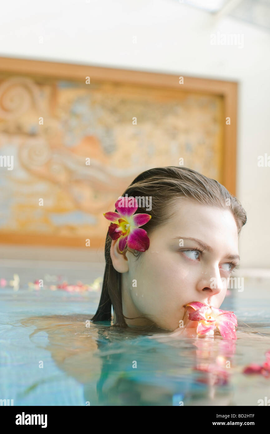 Beauty woman in a swimming pool hi-res stock photography and images - Alamy