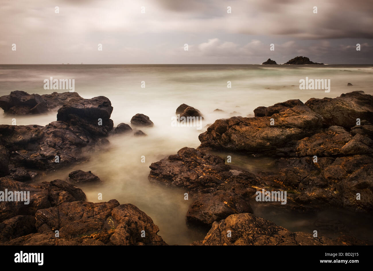 The Brisons off the Cornish coast Stock Photo - Alamy