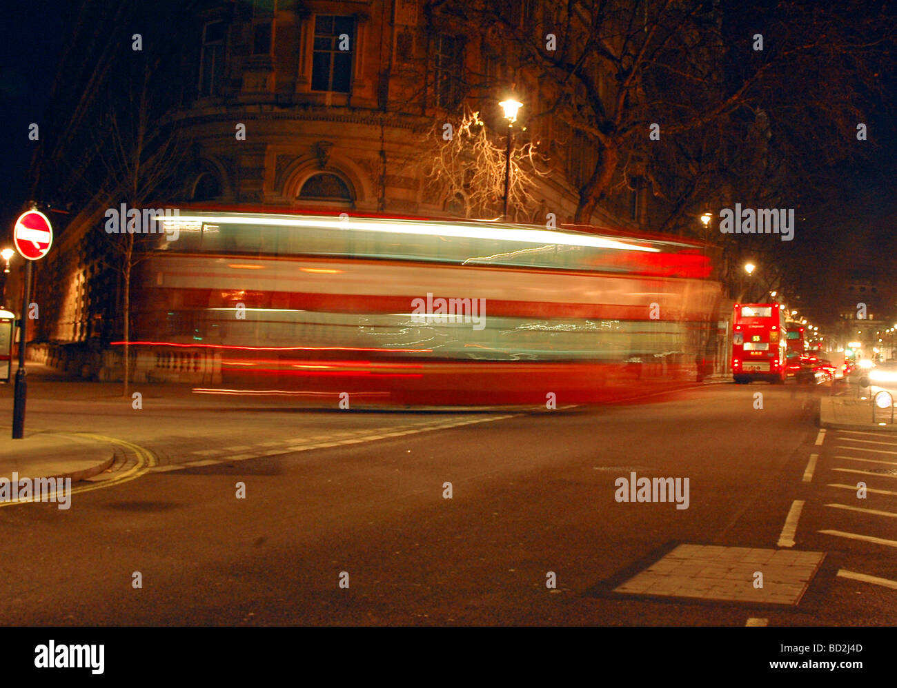 blurred shot of london bus moving at night Stock Photo - Alamy