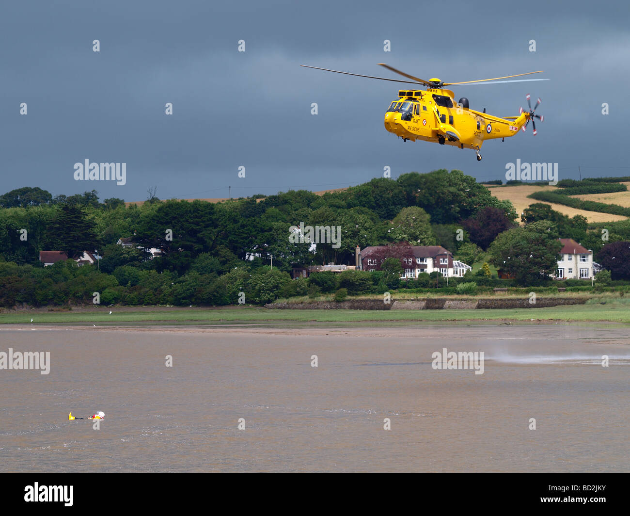 RAF air sea rescue helicopter coming in for a rescue during a ...
