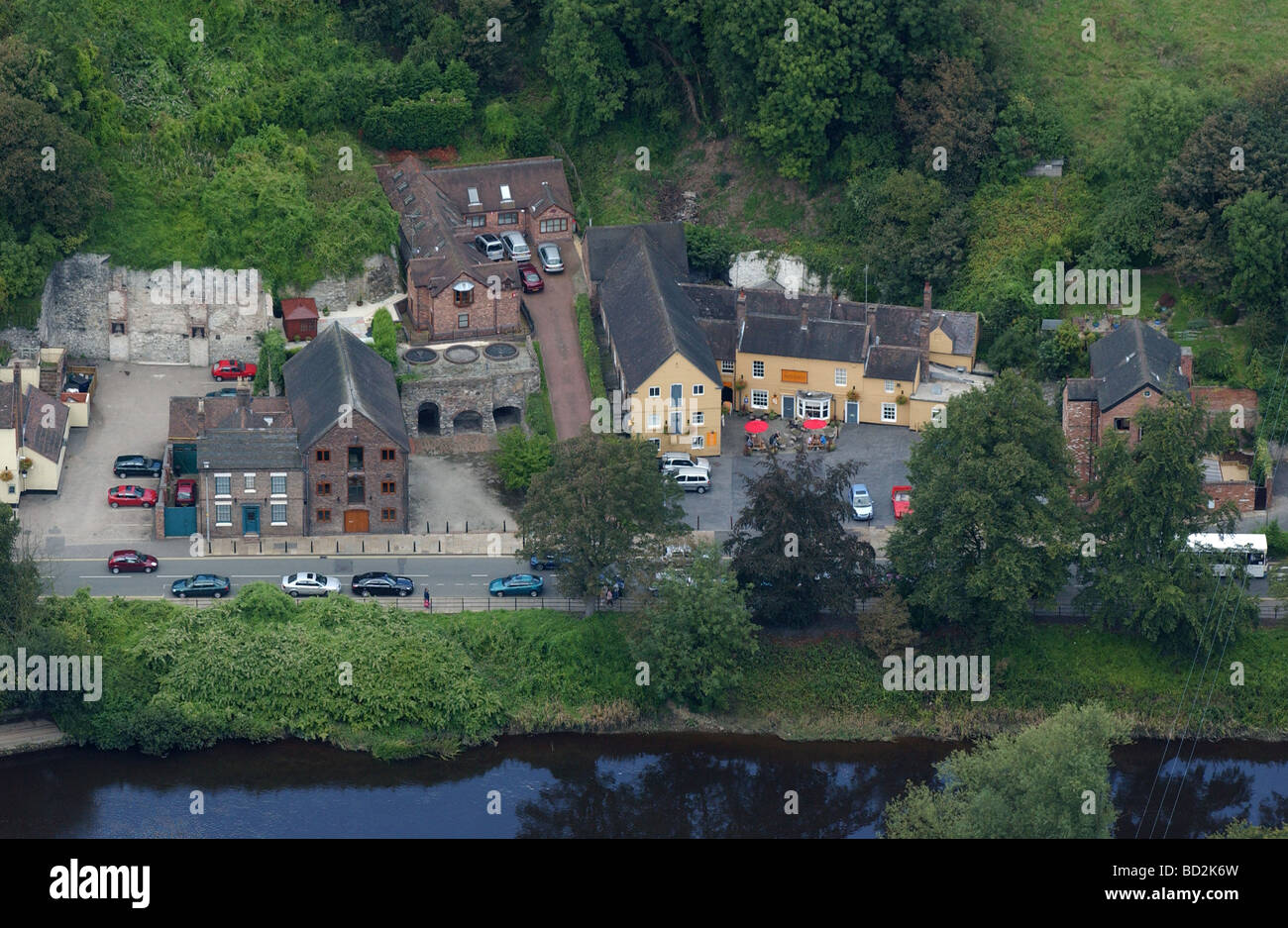 Aerial view of The Malthouse restaurant Ironbridge in Shropshire Stock ...
