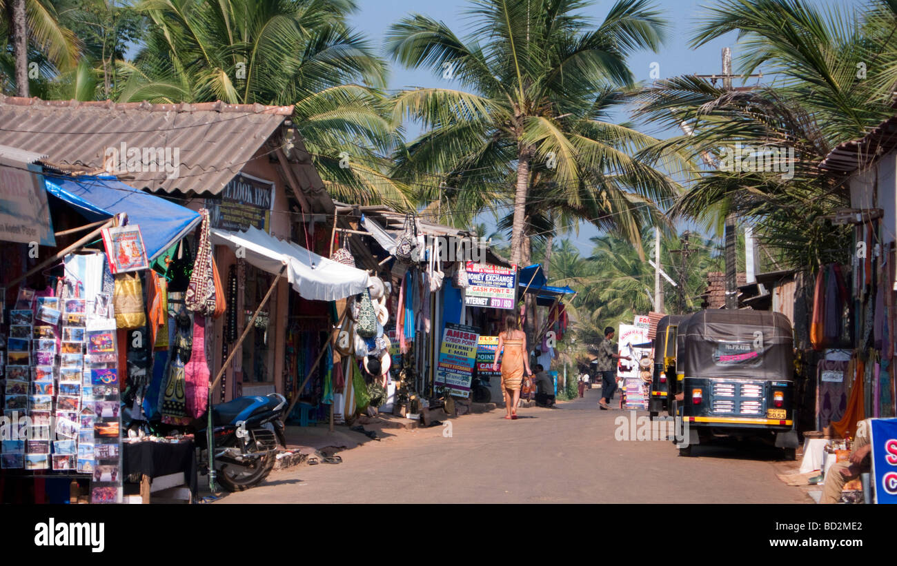 Shops stores and stalls Patnem village lane south Goa India Stock Photo ...