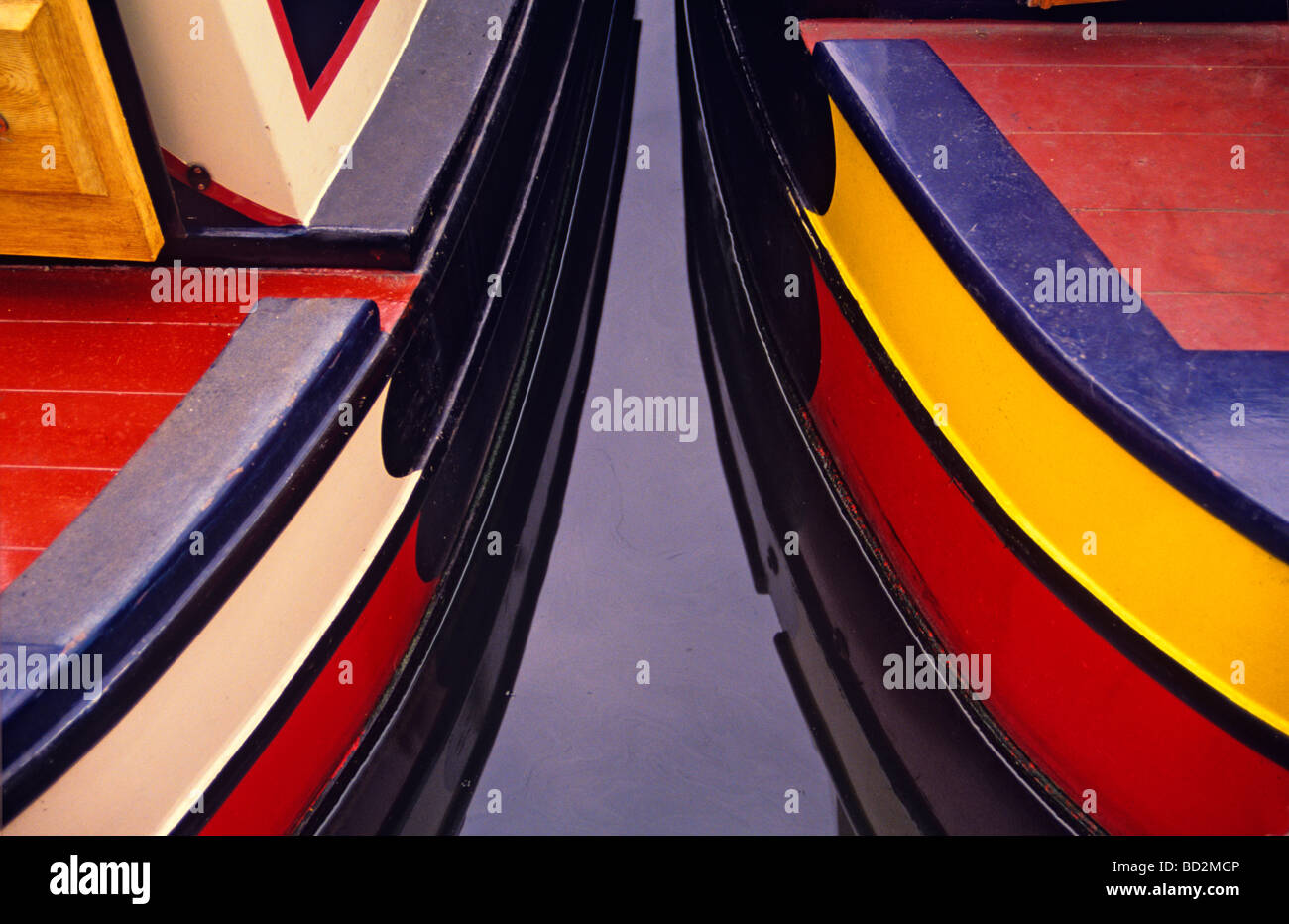 The colourful painted hulls of the traditional narrowboat's at Little ...