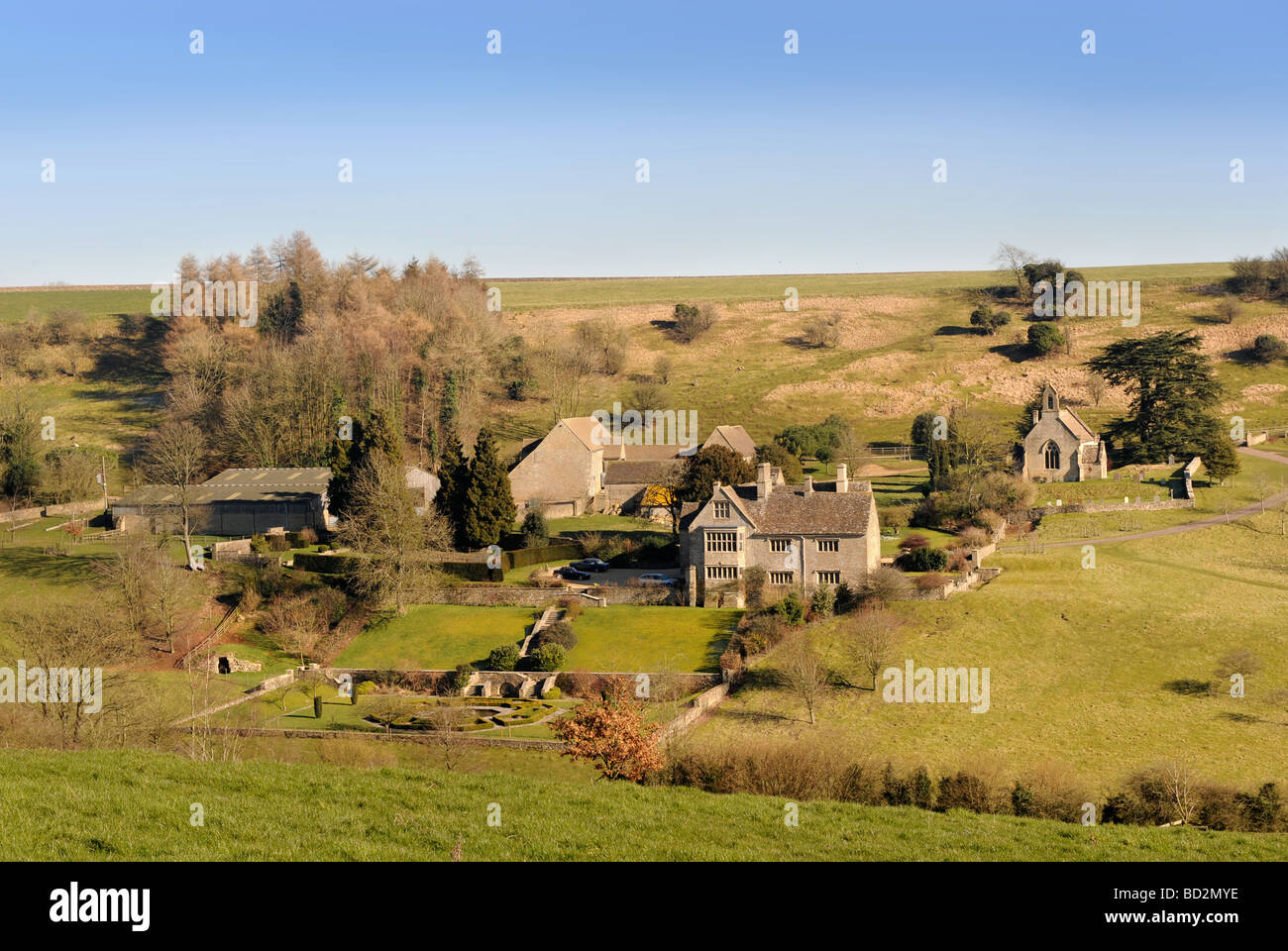 LASBOROUGH VILLAGE WITH THE MANOR HOUSE AND CHURCH IN GLOUCESTERSHIRE ...