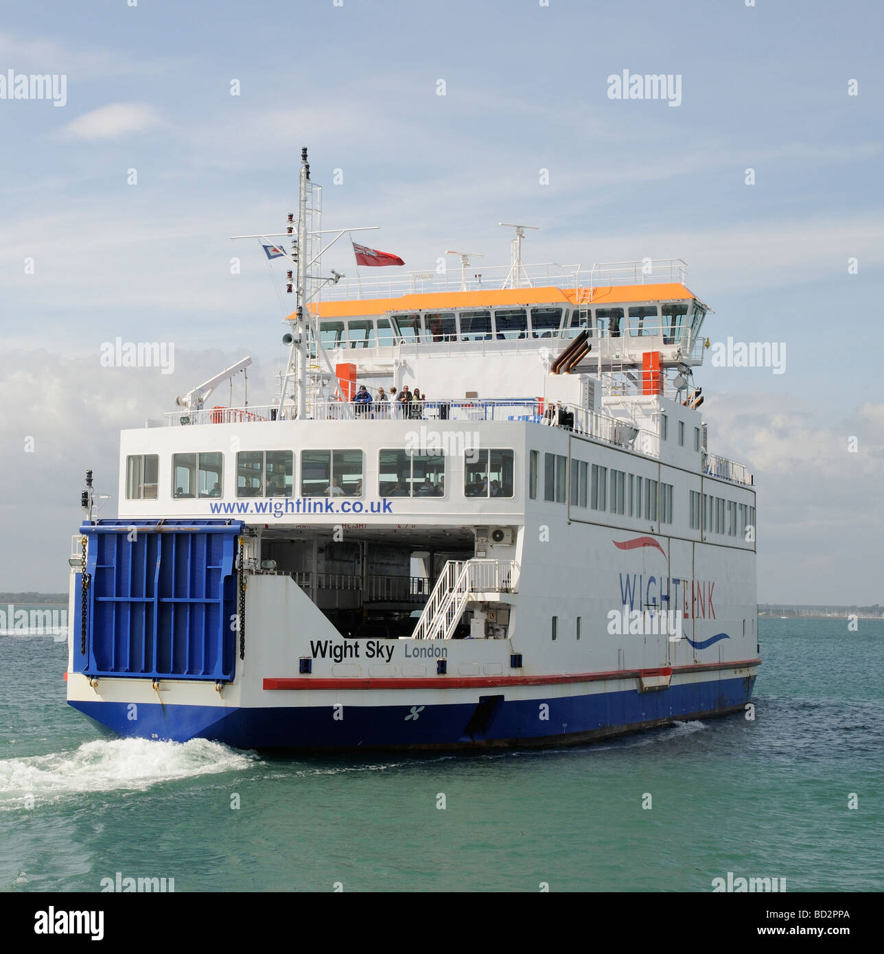 Wightlink vehicle and passenger ferry Wight Sky underway the Solent southern England UK new ship ...