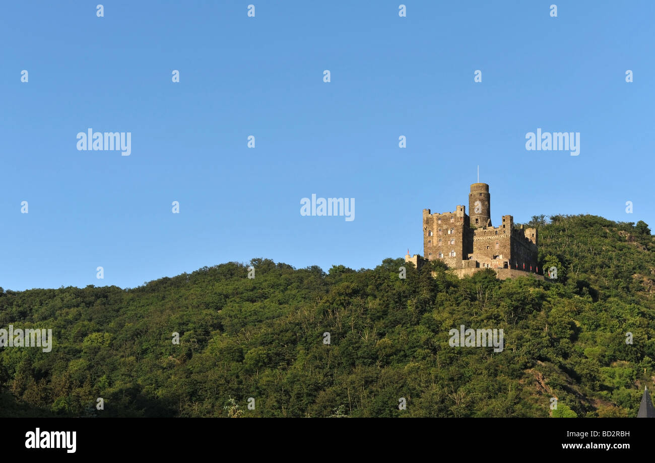 Burg Maus a Rheinland castle built in 1356 overlooks the town of ...