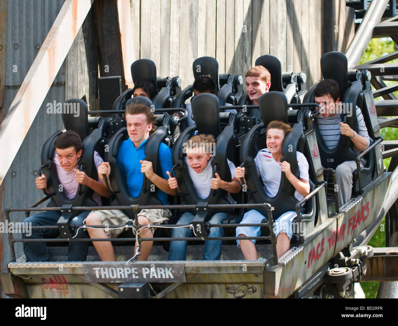 The Saw roller coaster ride, Thorpe Park Theme Park, Surrey, England ...