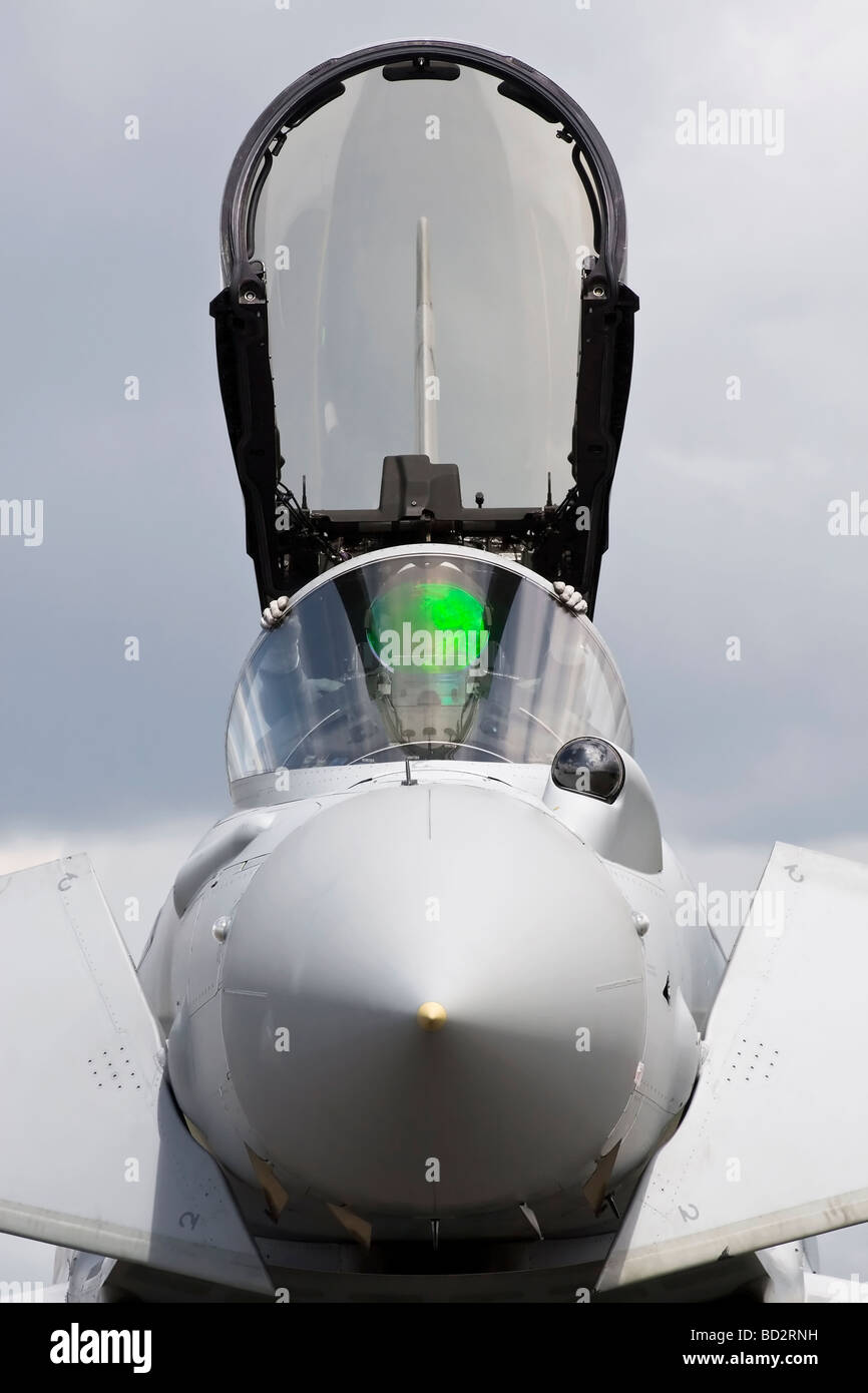 A Bae systems Typhoon fighter of the RAF front view Stock Photo - Alamy