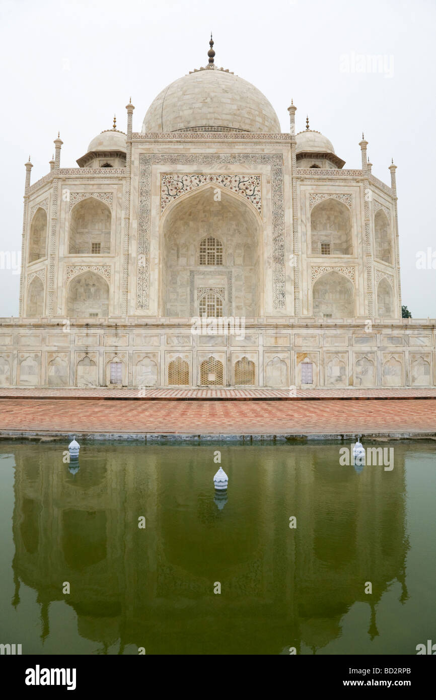 The west side of the Taj Mahal mausoleum from the river-front terrace ...