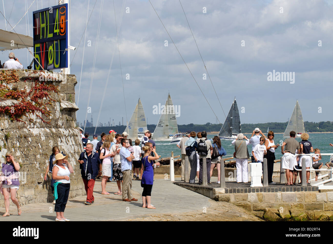 Sailing activity and spectators Cowes Regatta southern England UK Stock ...