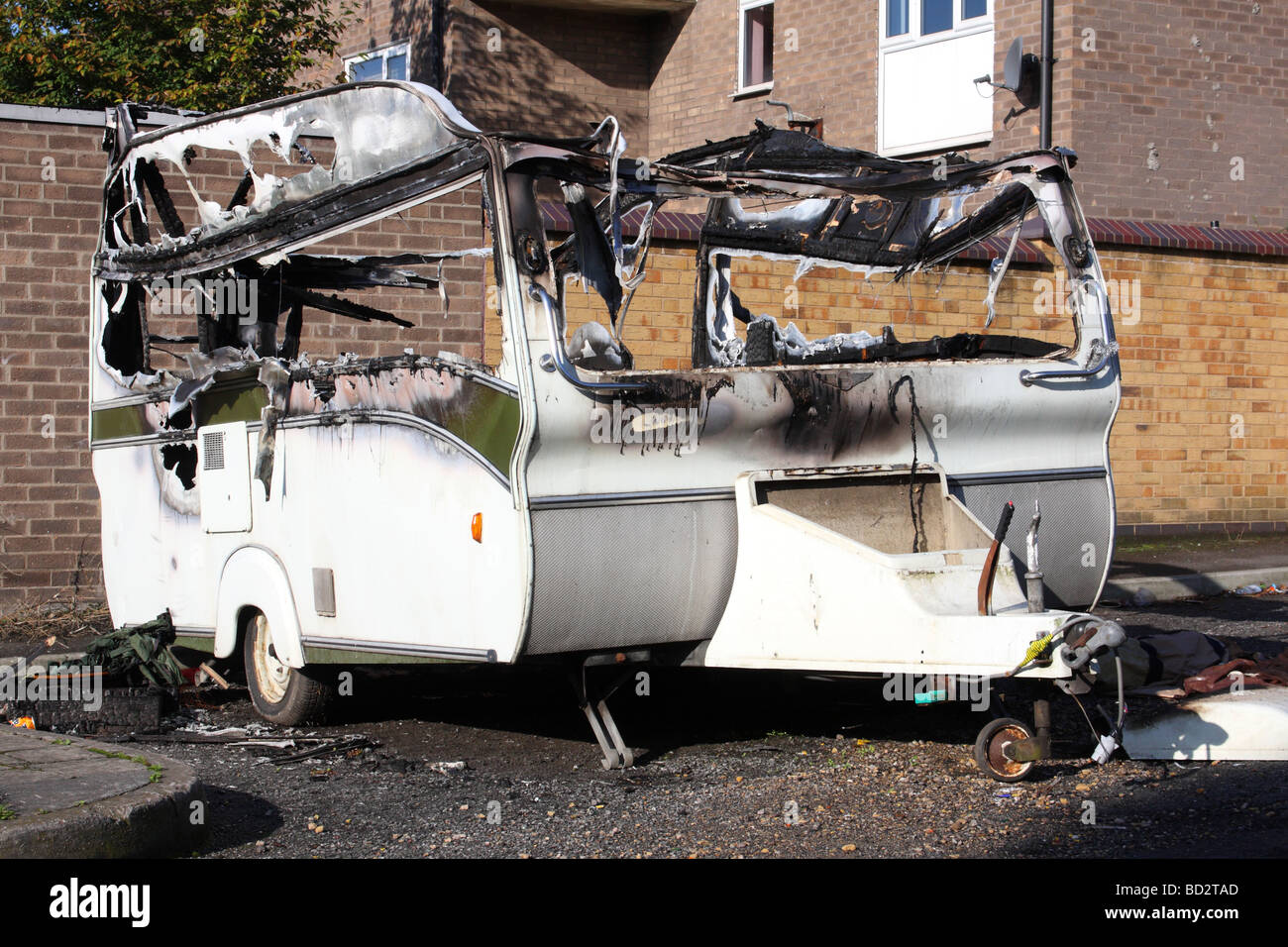 Burnt out caravan hi-res stock photography and images - Alamy