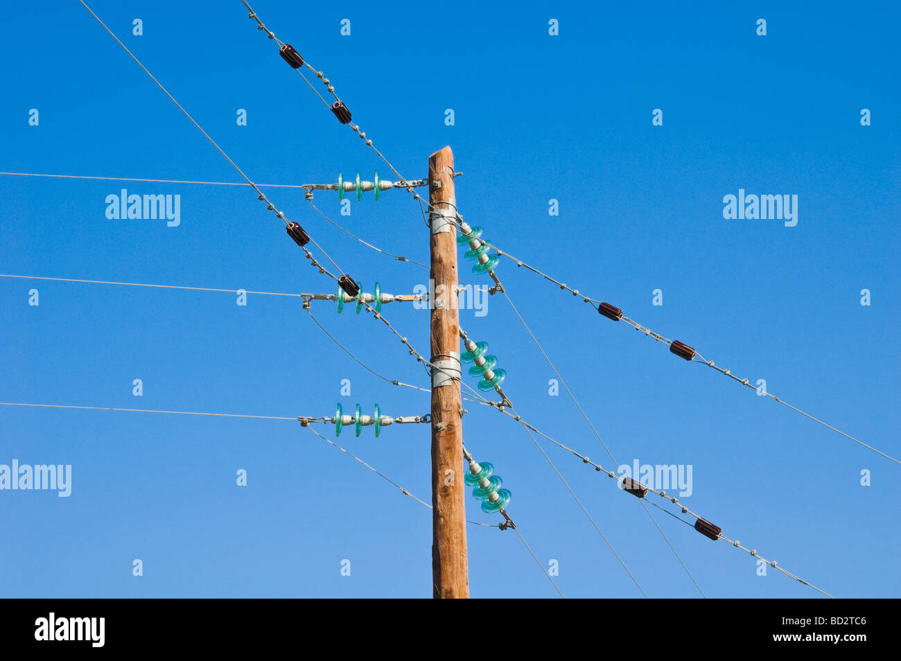 Electrical power lines at Old Skala on the Greek island of Kefalonia ...