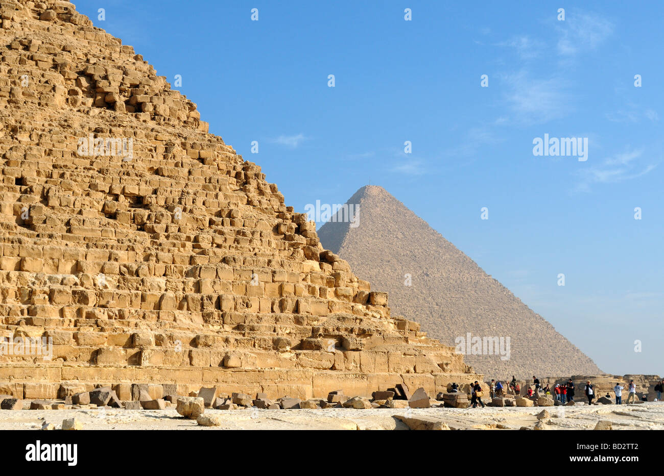 Twin Pyramids of Khufu Cheops and Khafre Chephren in Giza Necropolis ...