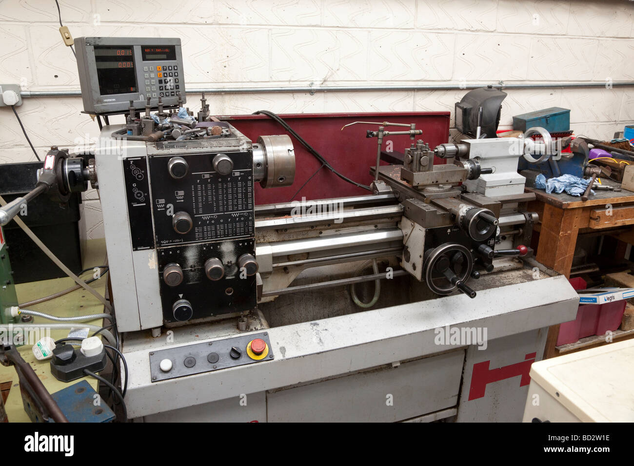 modern lathe with electronic digital readout Stock Photo - Alamy