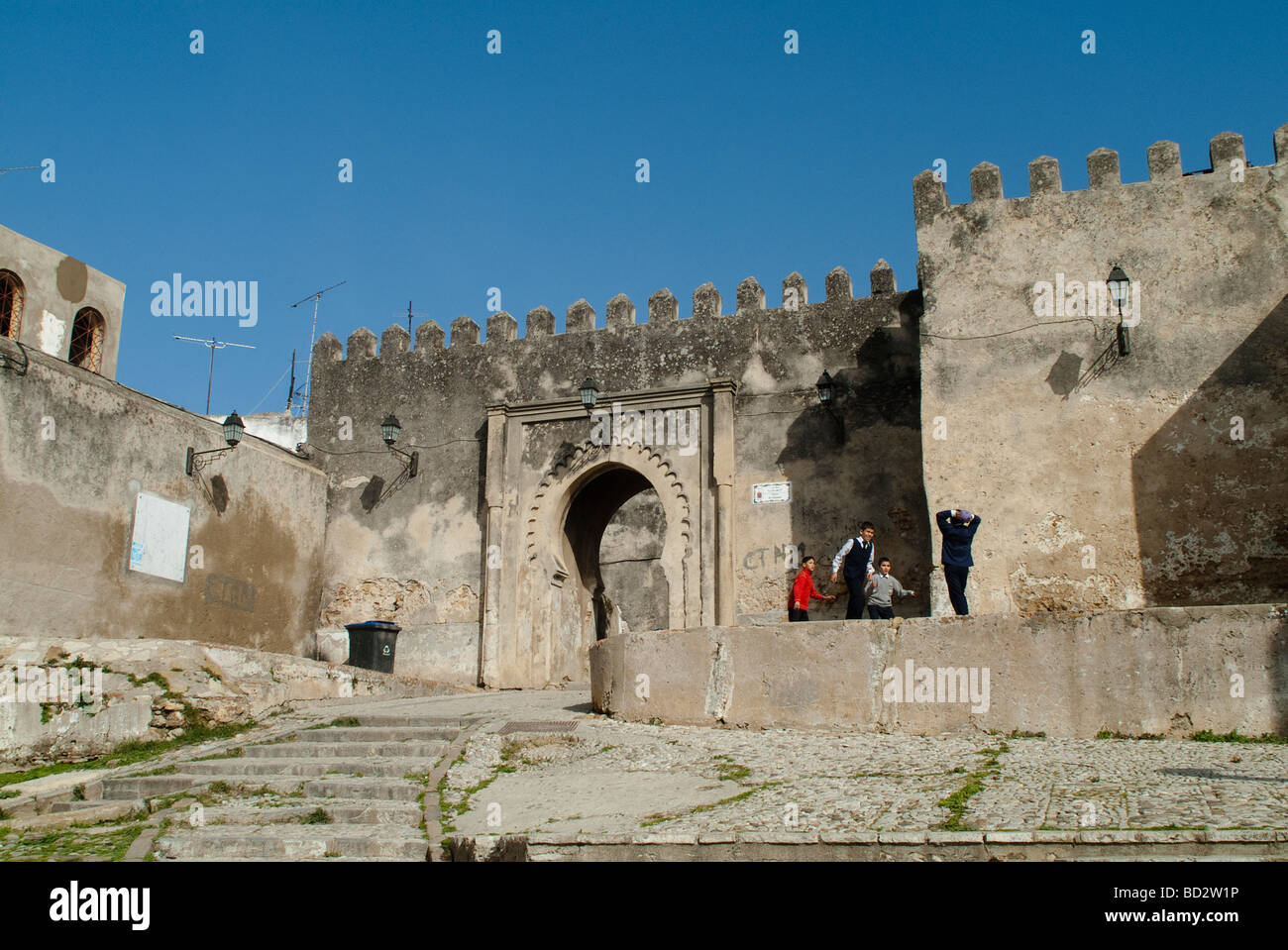 Playing old city walls medina tangier morocco historic architecture ...