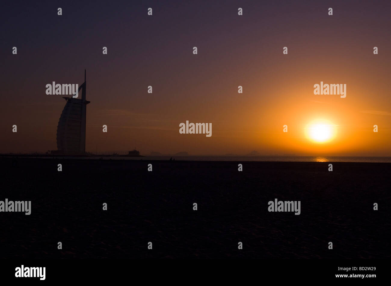 Burj Al Arab Jumeirah Beach sunset Dubai Stock Photo - Alamy