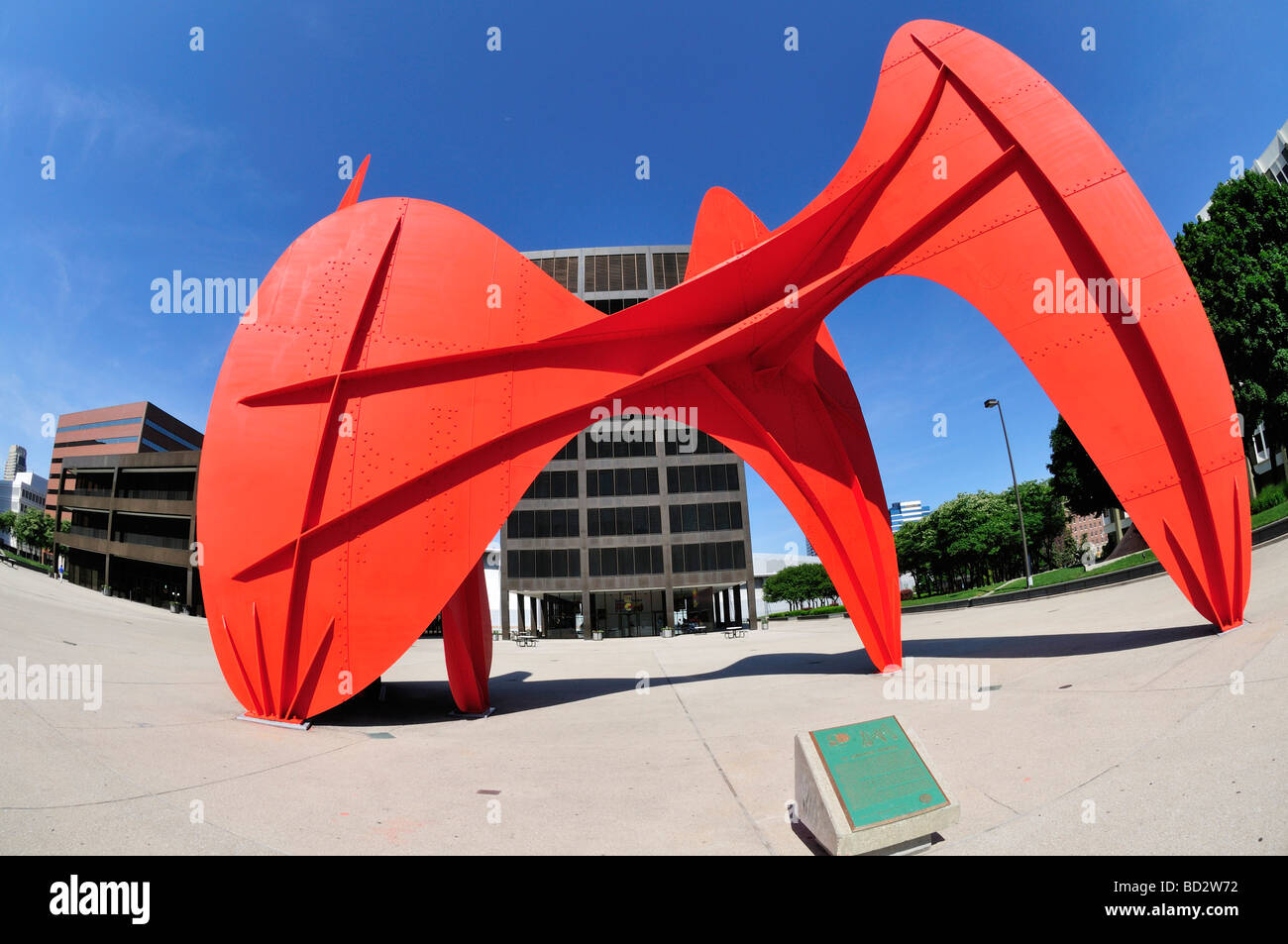 Grand Rapids City Hall on Calder Plaza. The giant red stabile, La ...