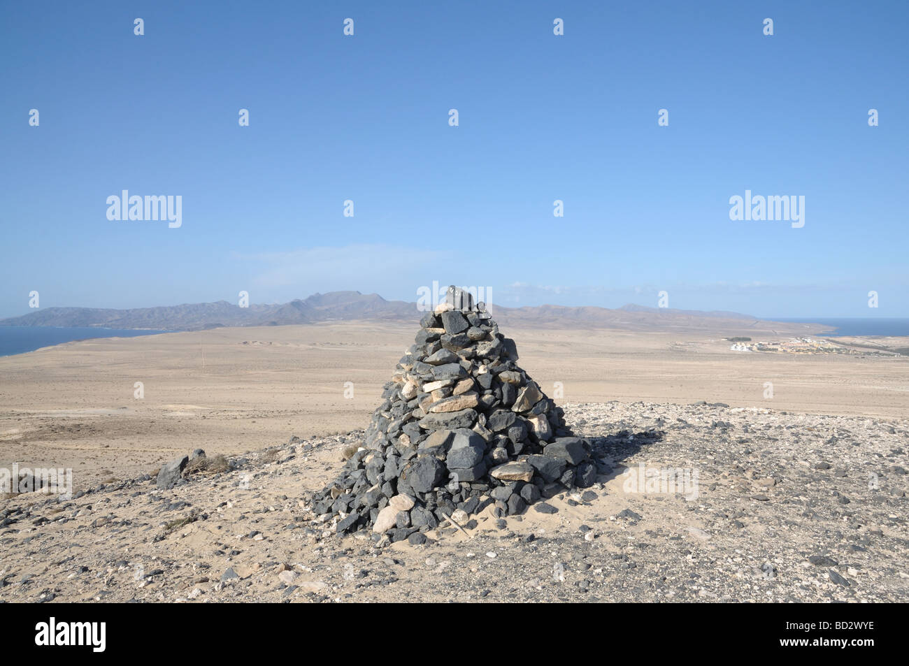 Stone pyramid on top of a mountain. Canary Island Fuerteventura, Spain ...