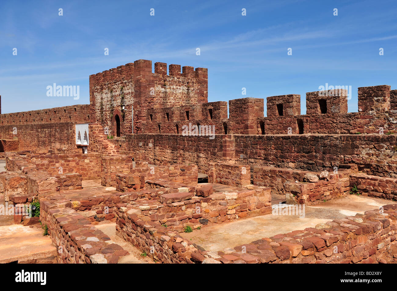 Interior view of the renovated castle or fortress at Silves Portugal on ...