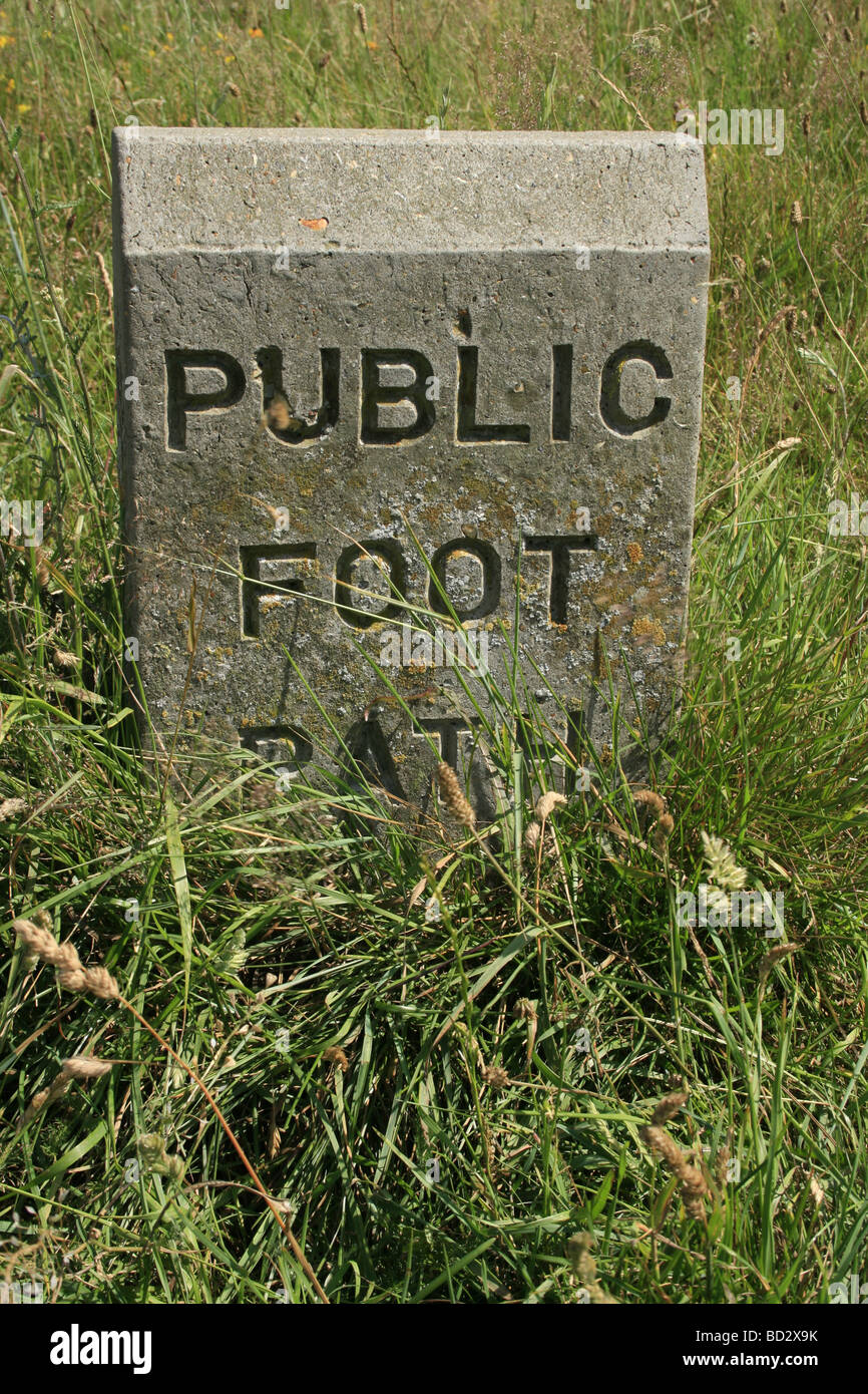 Stone public foot path sign Stock Photo - Alamy