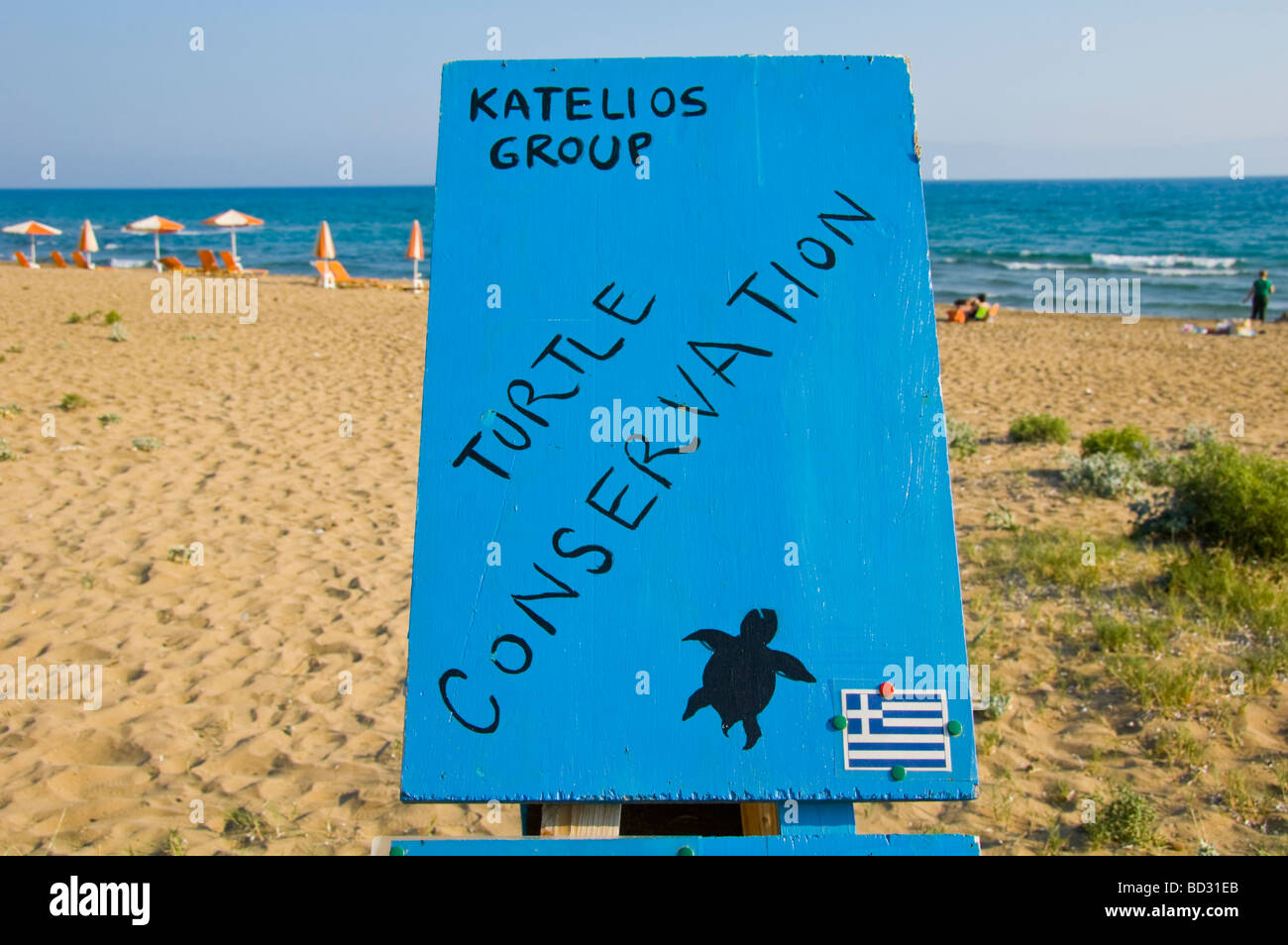 Signs placed by Katelios Turtle Conservation Group on Mounda beach near ...