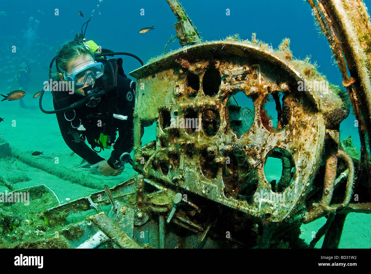 Helicopter wreck at the Fish Reserve in Cyprus Stock Photo - Alamy