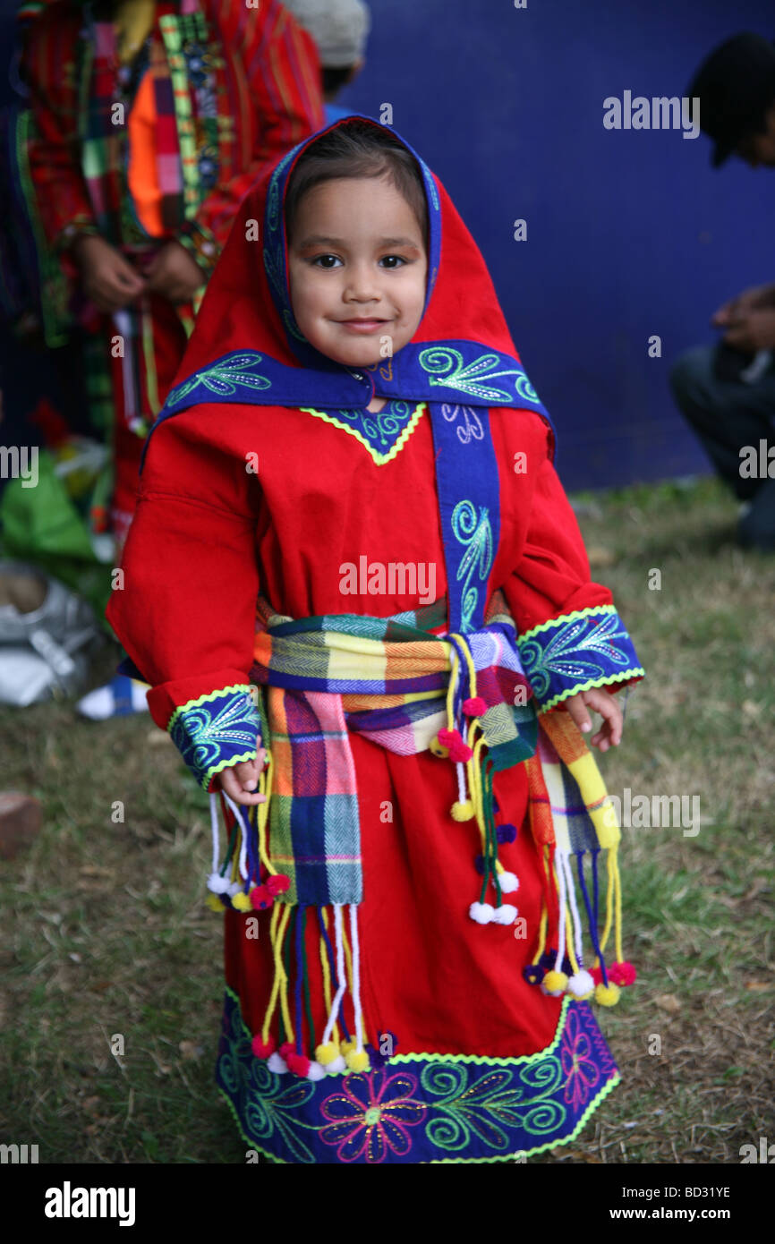 Very small girl in fancy costume at the Carnaval Del Pueblo London ...
