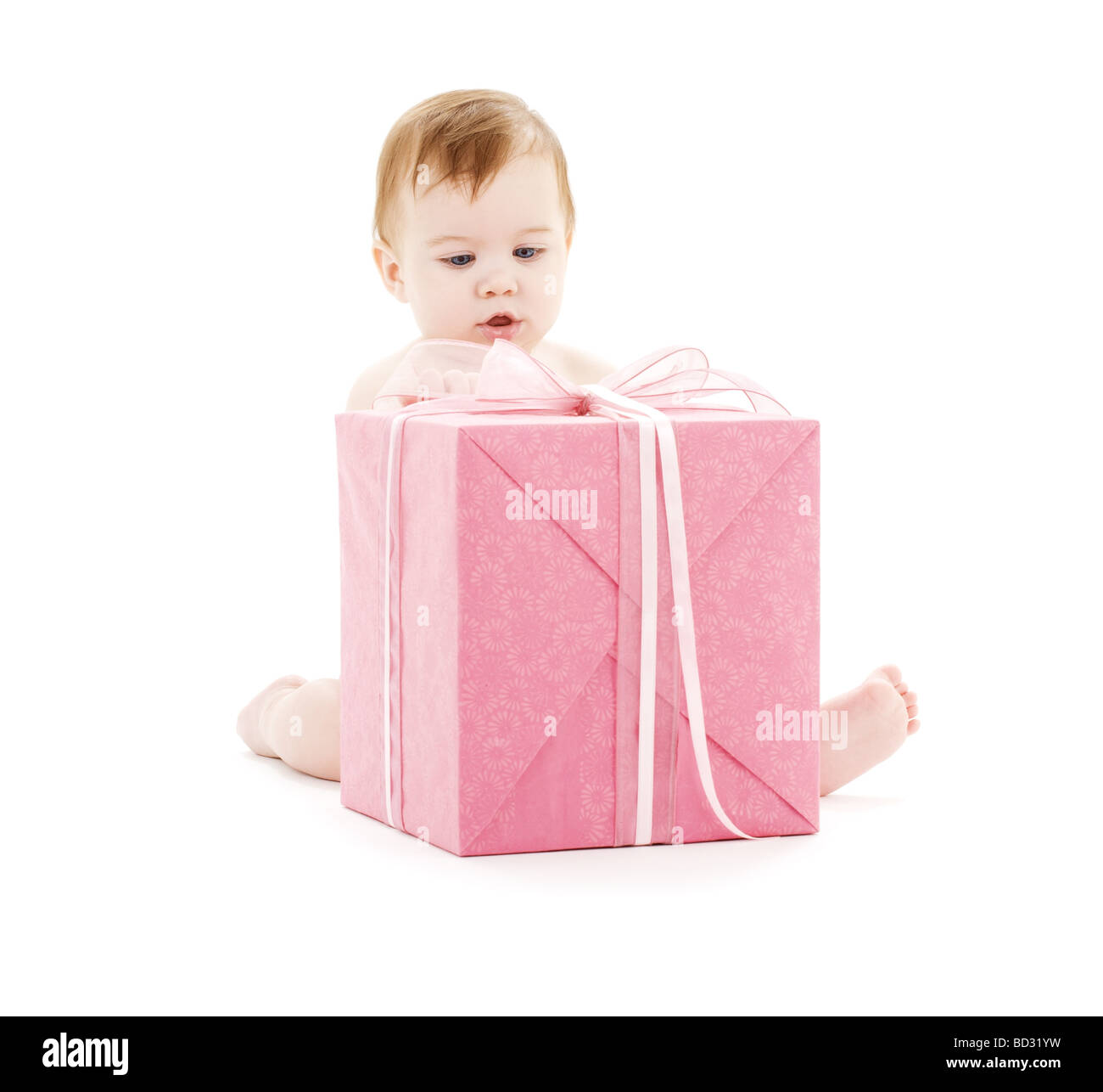 picture of baby boy with big gift box Stock Photo - Alamy