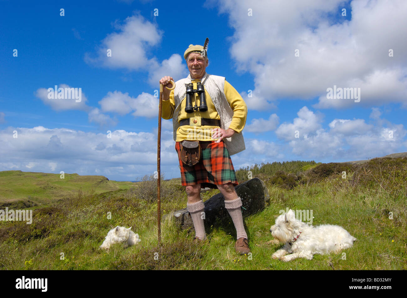 Scottish man at Dunvegan Skye Island Highlands region Scotland U K ...