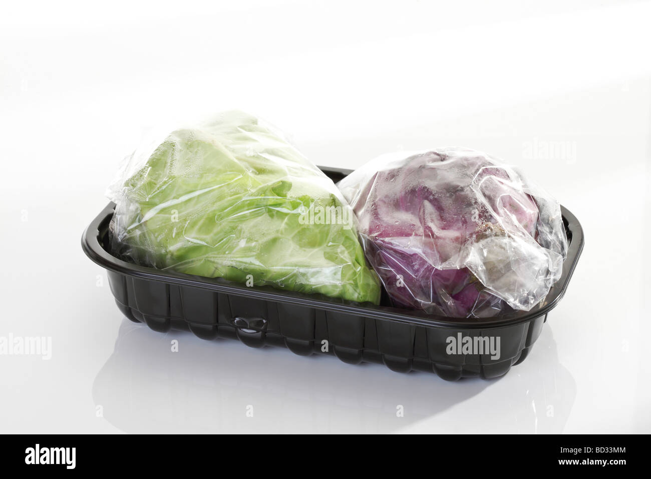 Pointed cabbage packaged for the microwave Stock Photo - Alamy