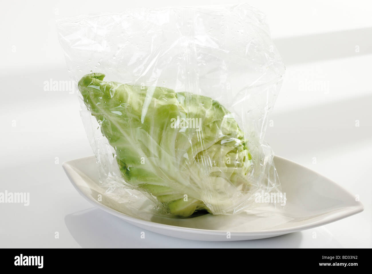 Pointed cabbage packaged for the microwave Stock Photo - Alamy