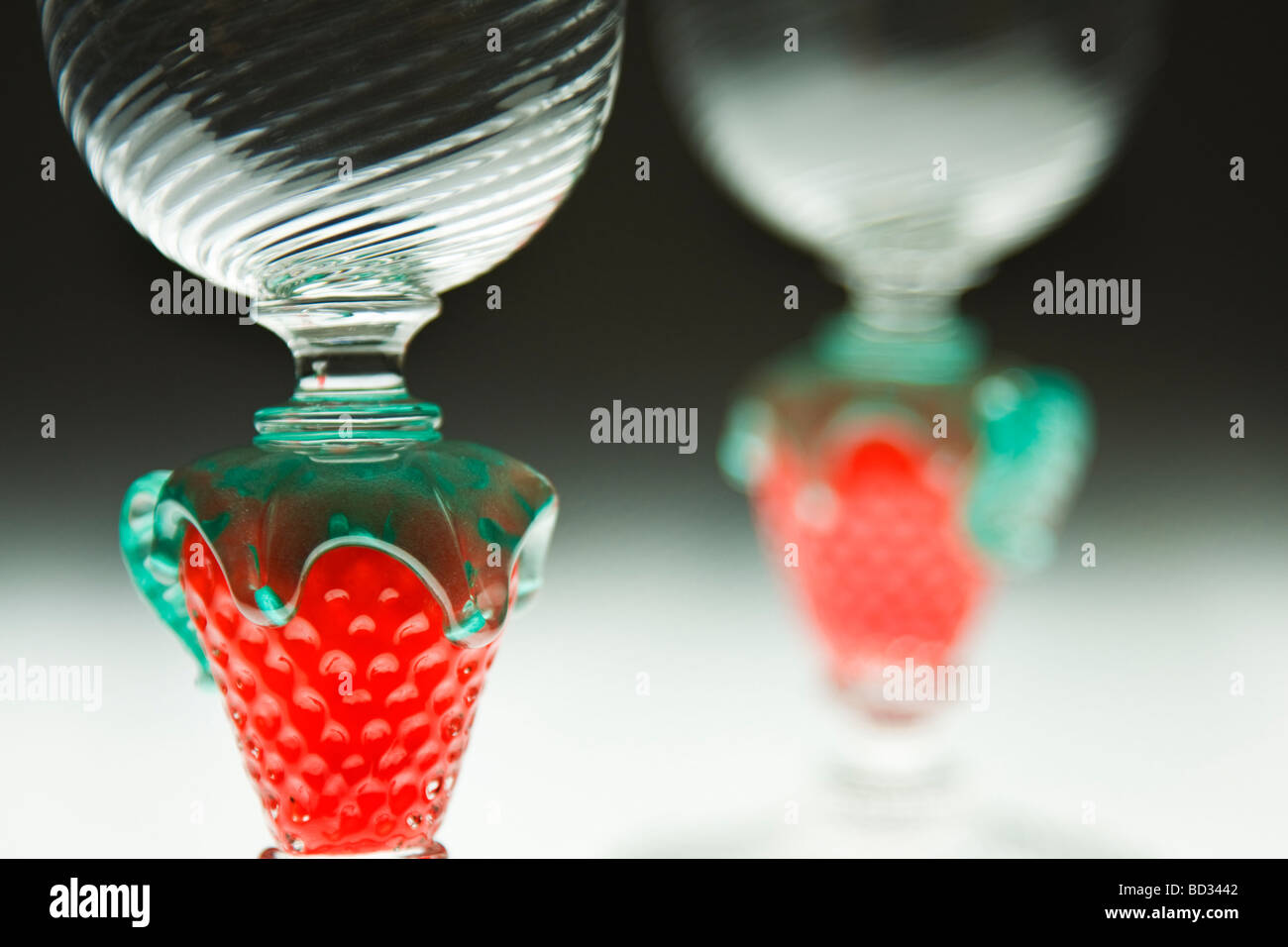 Hand blown strawberry stemmed wine glasses from the Potter Morgan ...