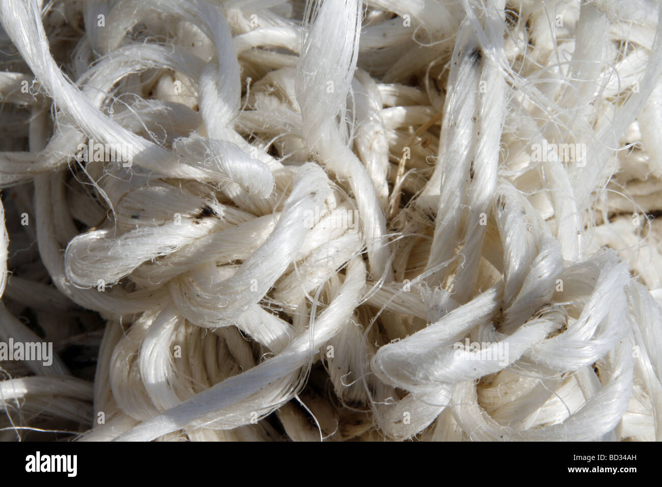 bundle of tangled white plastic string rope Stock Photo - Alamy