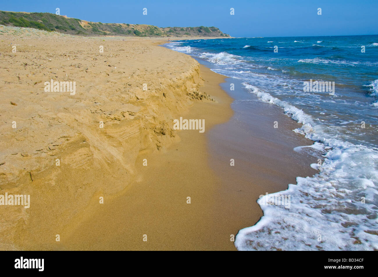 Mounda beach near Skala on the Greek Mediterranean island of Kefalonia ...