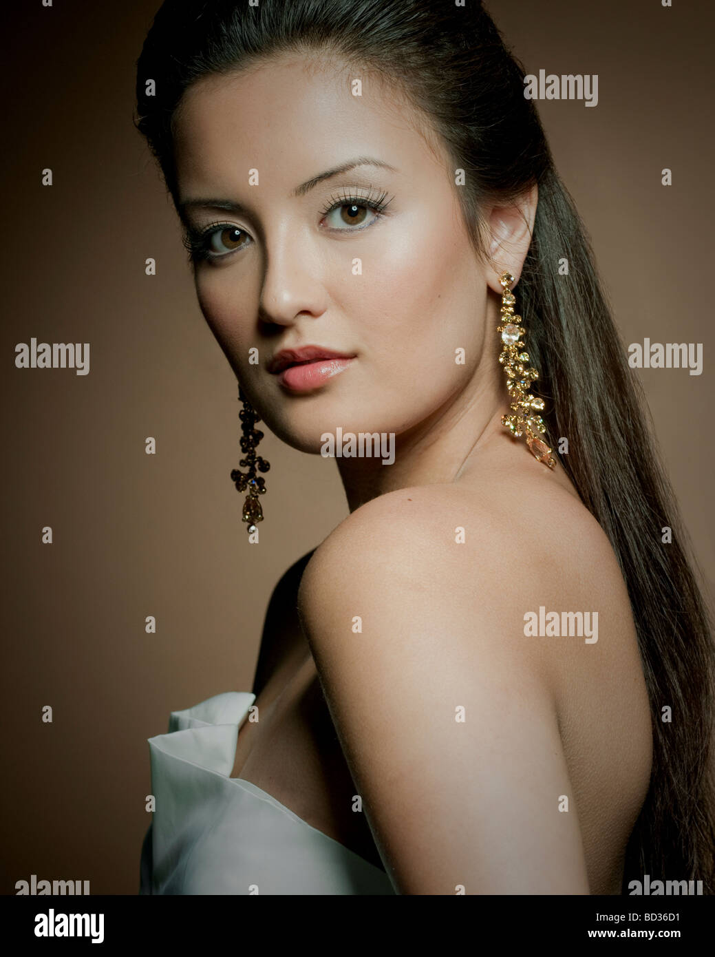 Head and shoulders studio portrait of beautiful female model Stock ...