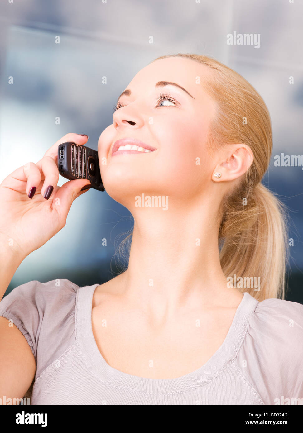 picture of lovely woman with cell phone Stock Photo - Alamy