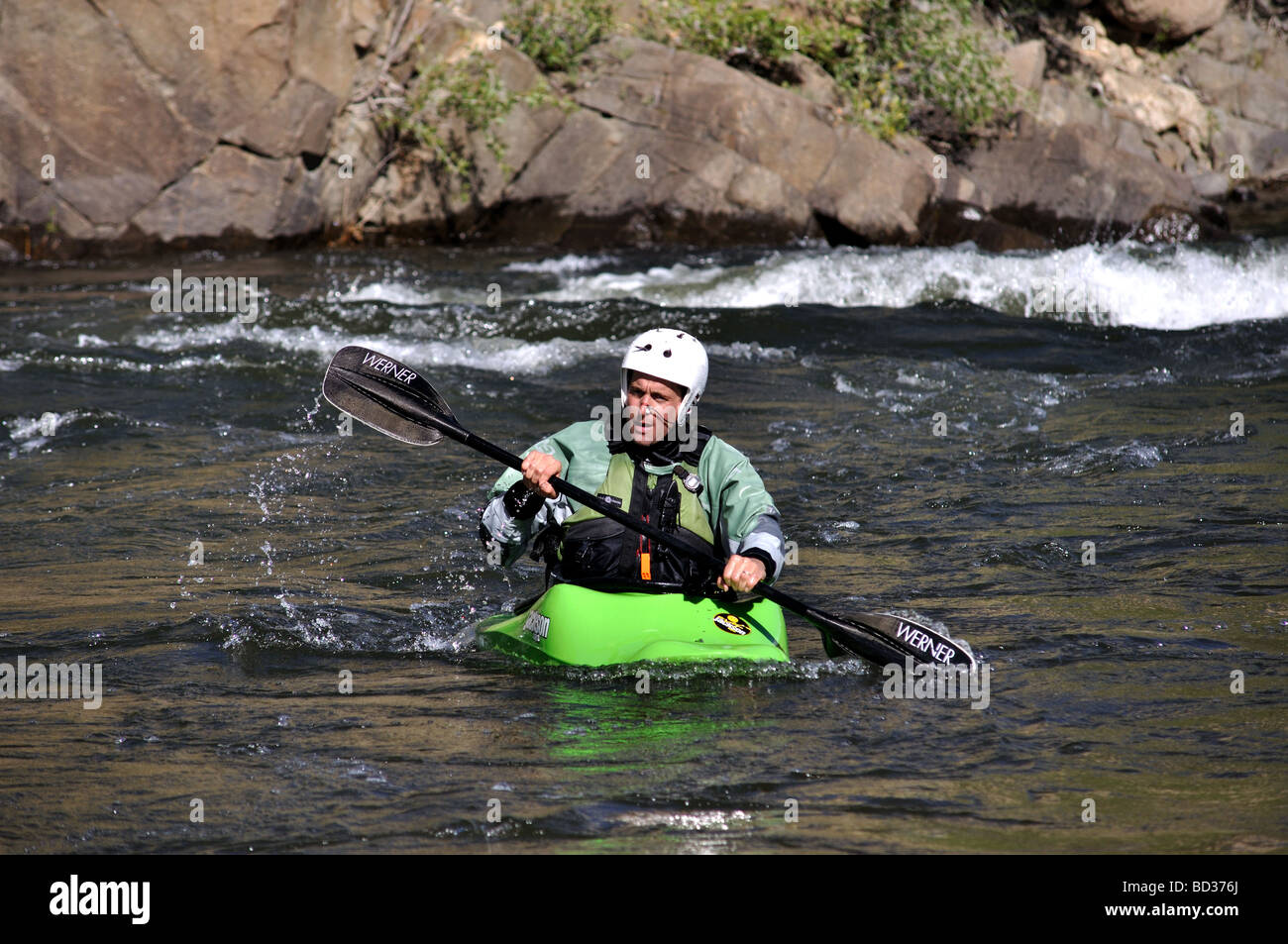 Whitewater kayaking in Boulder Canyon, Colorado Stock Photo - Alamy