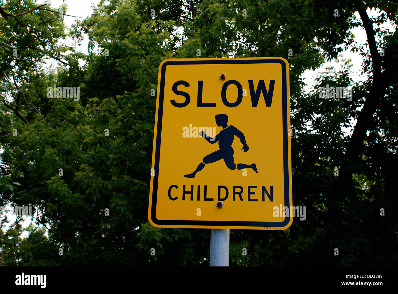 Slow Children Traffic Sign Stock Photo - Alamy Slow Children Traffic Sign Stock Photo - Alamy