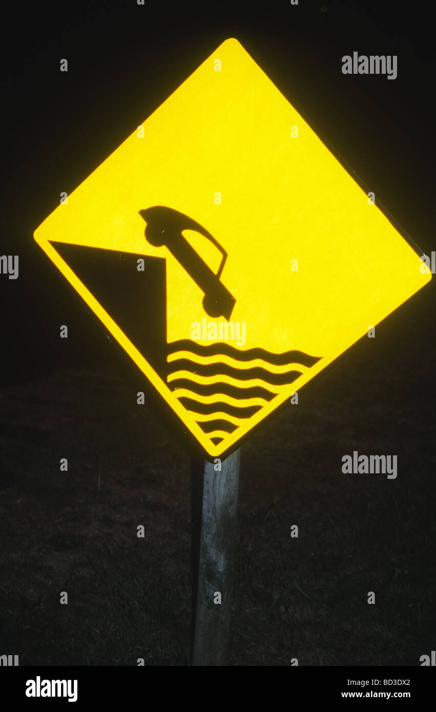 Sign with car falling into water hi-res stock photography and images ...