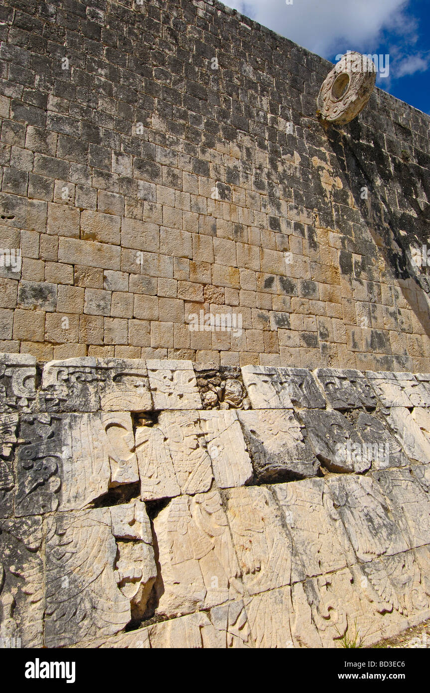 Goal at ball game court Mayan ruins of Chichen Itza Mayan Riviera ...