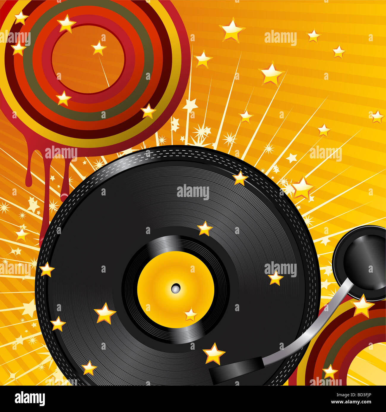 abstract retro style background with turntable and vinyle disc Stock ...