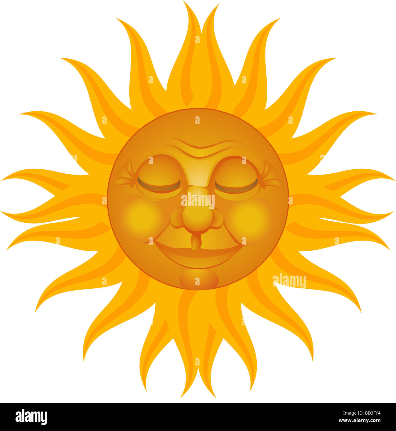 golden sun with detailed smiling face Stock Photo - Alamy