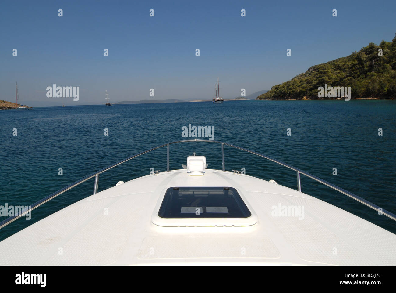 luxury motor boats deck Stock Photo - Alamy