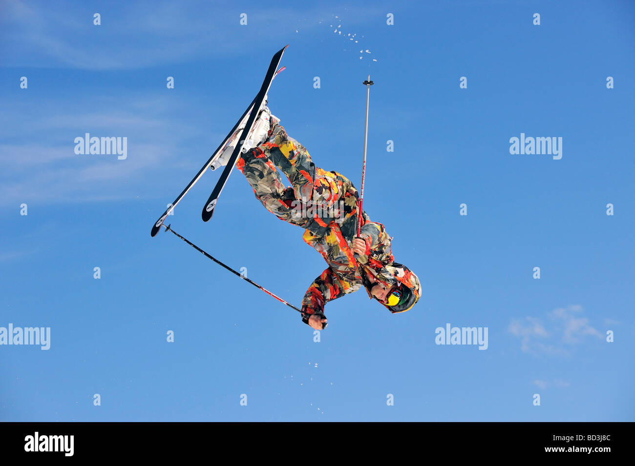 Skier gets big air in total control Stock Photo - Alamy