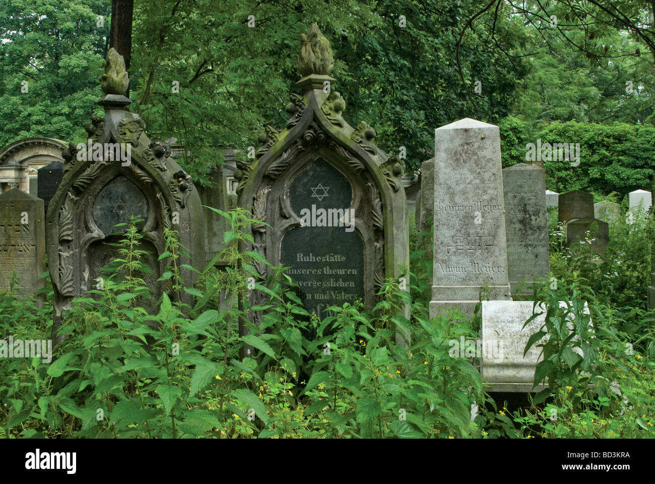Tombstones at Jewish Cemetery in Wrocław Lower Silesia region Poland ...