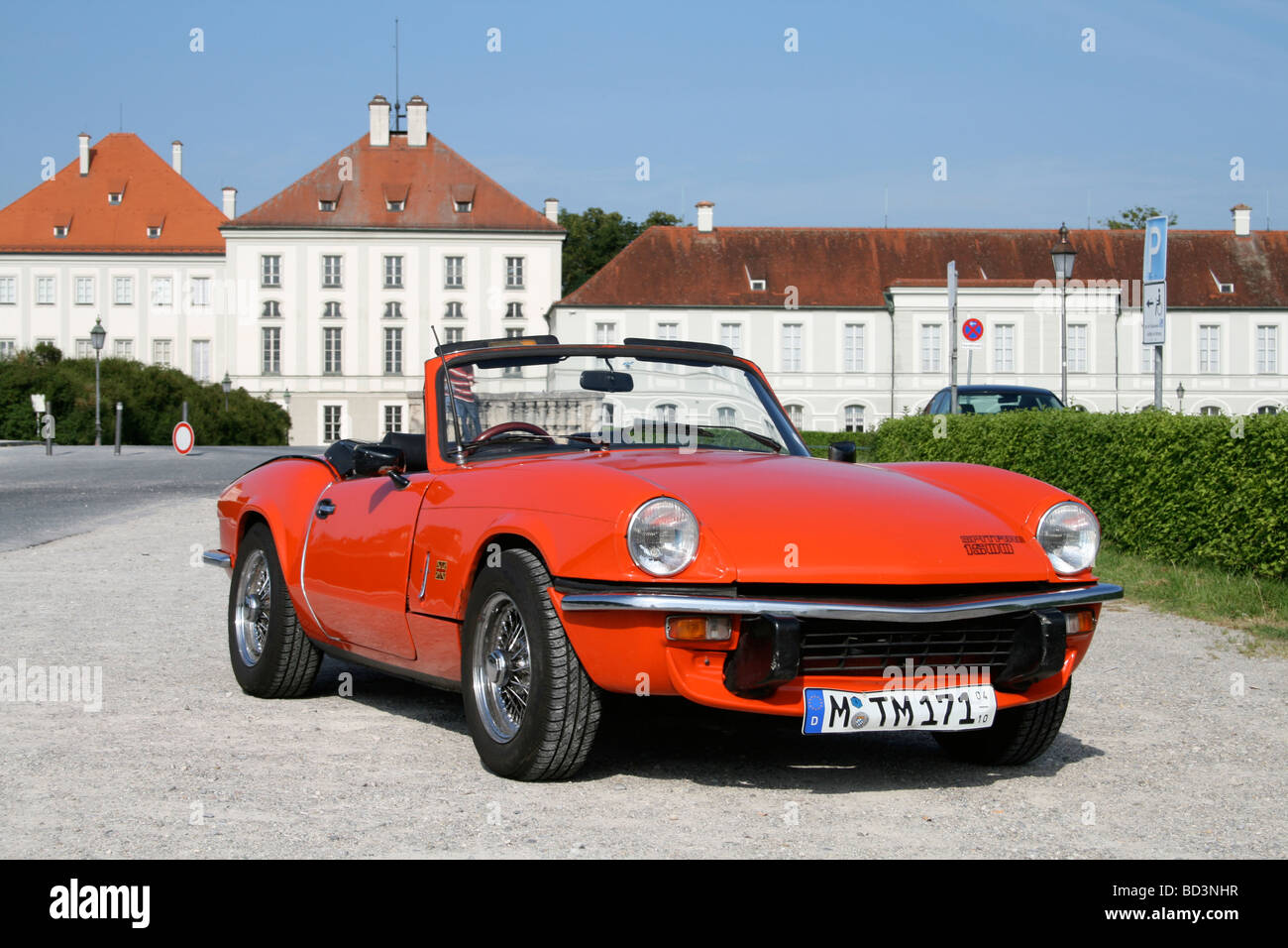 Triumph Spitfire Roadster in front of Nymphenburg castle Munich Bavaria ...